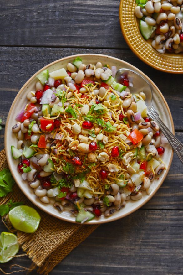 Lobia Chaat Recipe (Black Eyed Peas Salad) - Fun FOOD Frolic